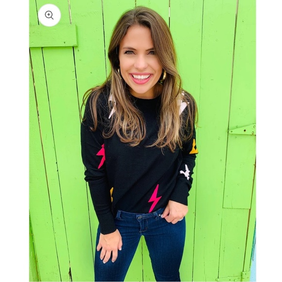 THML | Sweaters | Thml Thunderbolt Sweater Black Neon | Poshmark